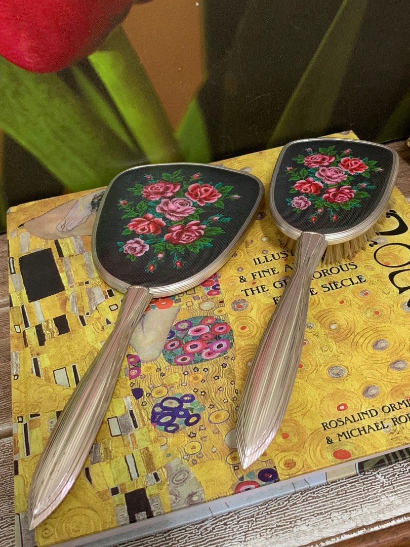 Vintage Victorian Dressing Table Set. Hand Mirror, Hair Brush. Made In ...