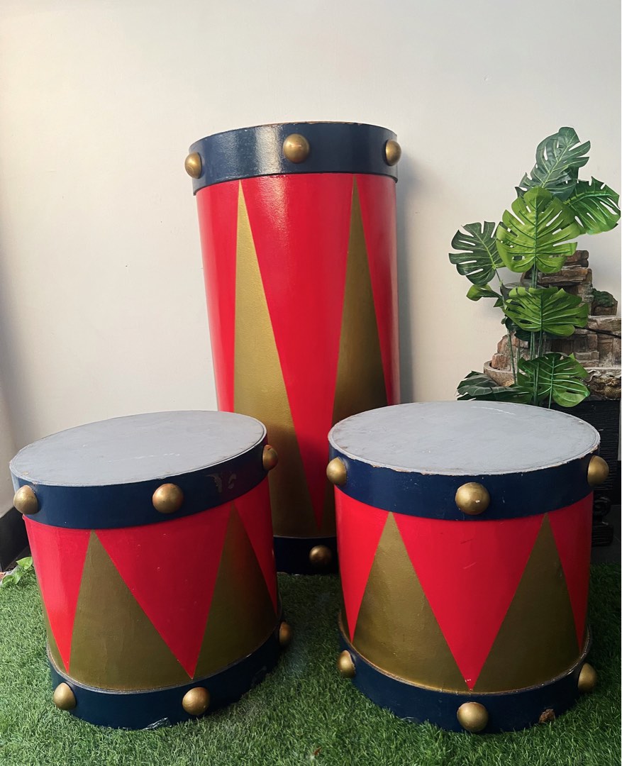 Vintage Wooden Drum Decoration Set, Hobbies & Toys, Collectibles ...