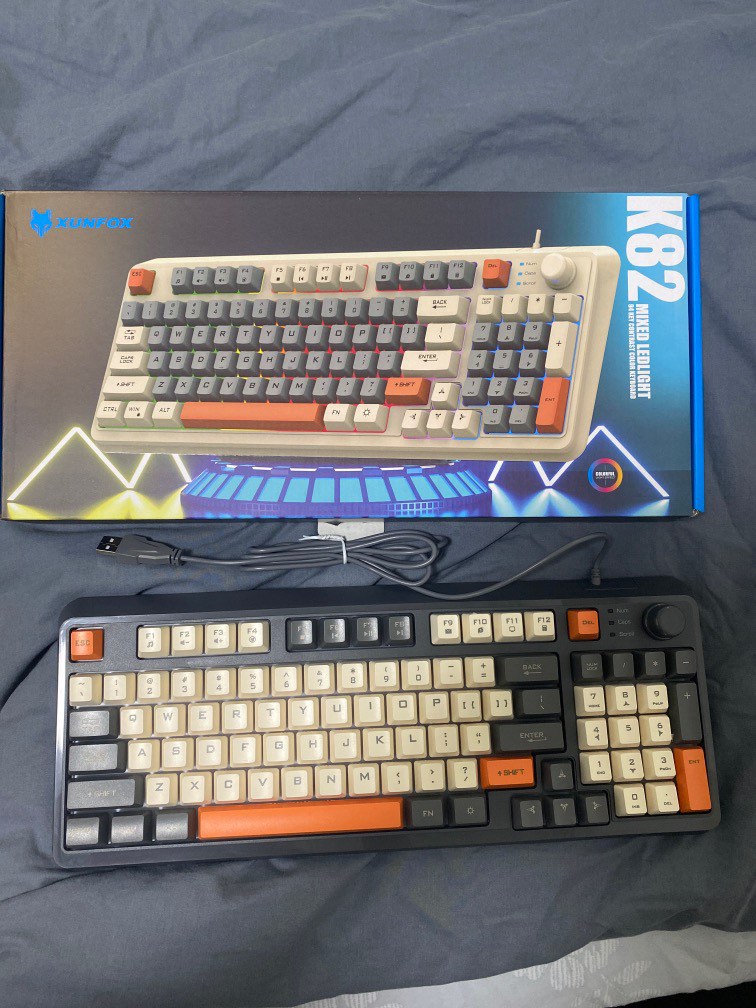 XunFox 94 Keys Wired Gaming Keyboard RGB 19 Non-Conflict Keys with ...