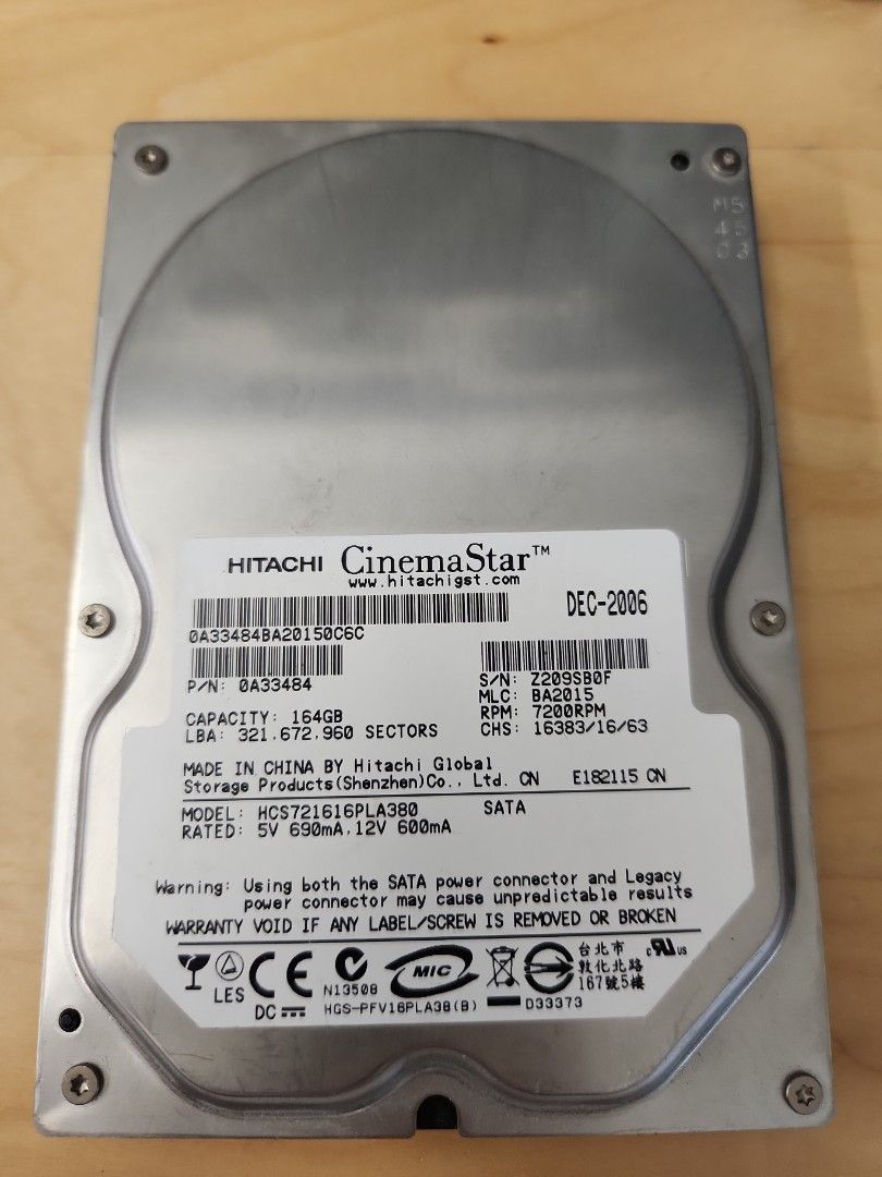 164G SATA hard drive, 電腦＆科技, 電腦周邊及配件, 硬碟及儲存器 - Carousell
