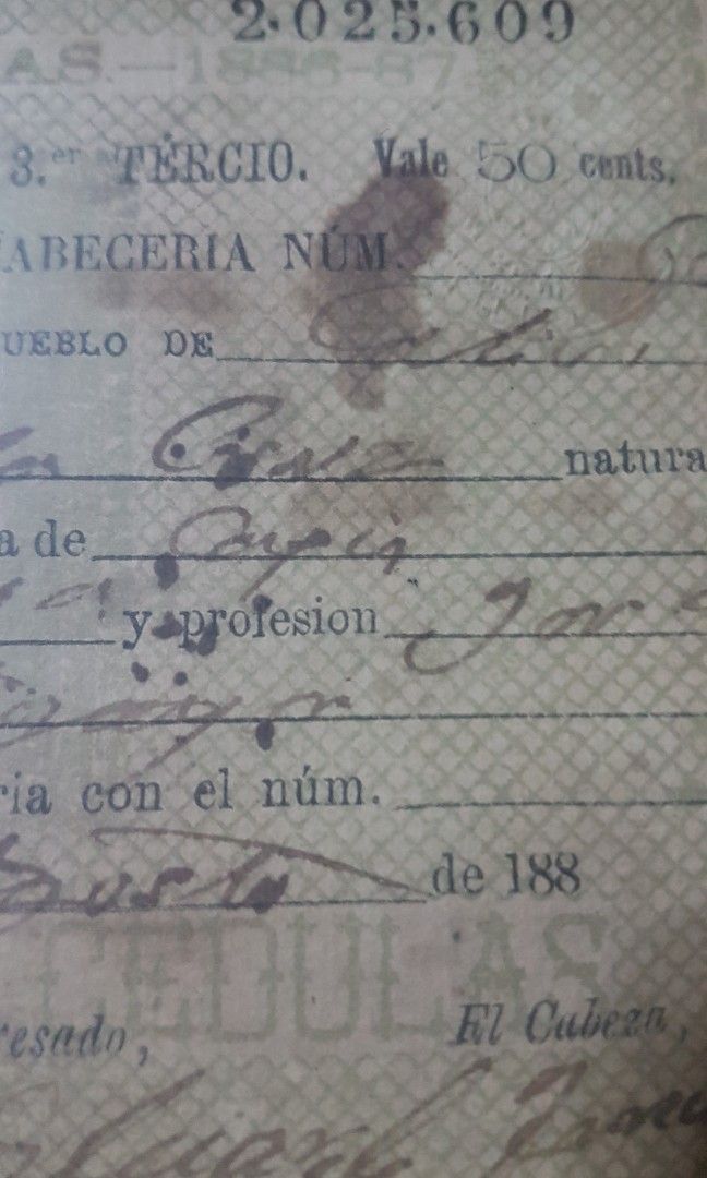 1886 CEDULA ANTIQUE PHILIPPINES RARE VINTAGE FILIPINIANA 19th c ...