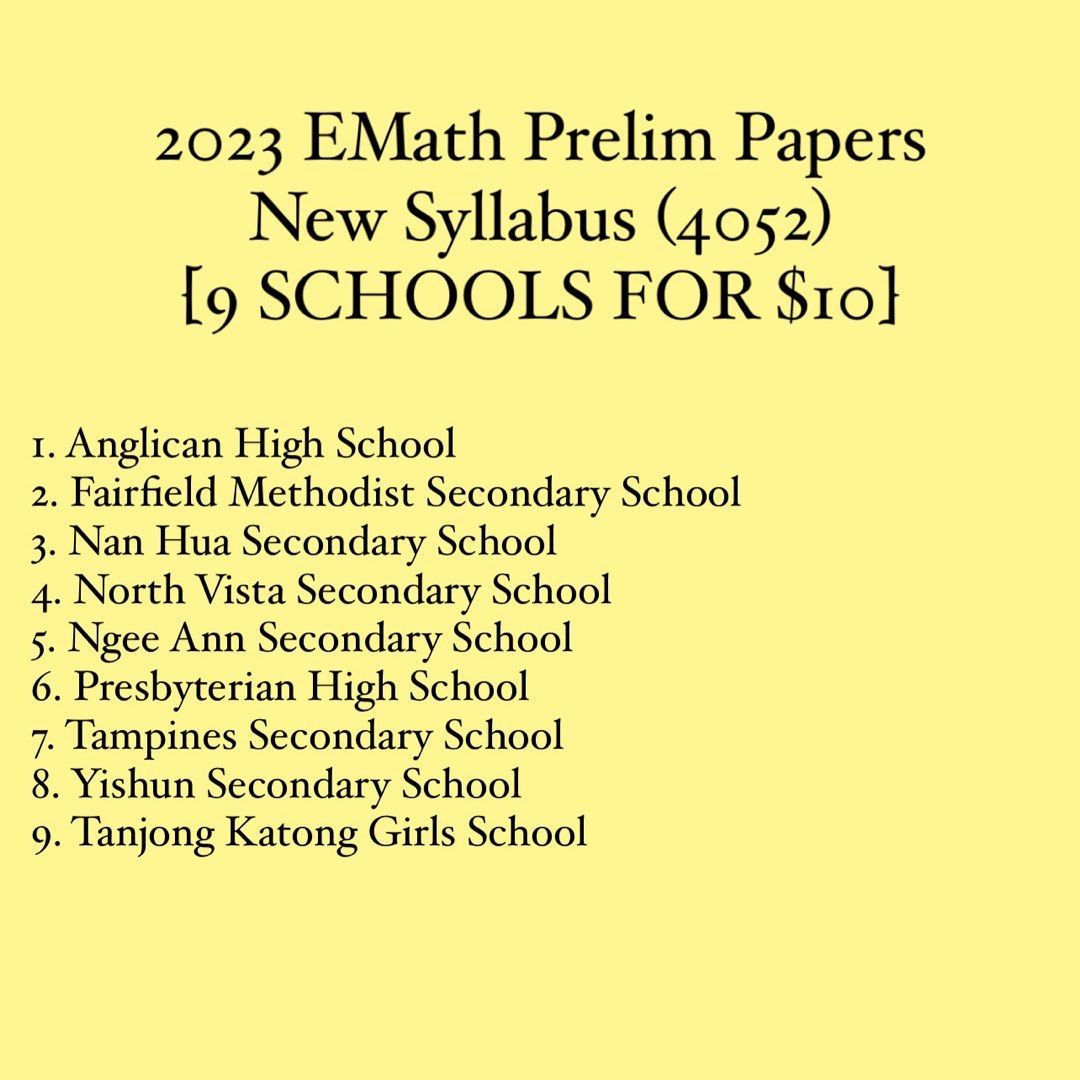 2023 EMath Elementary Math Prelim Papers Prelim Preliminary Papers New ...