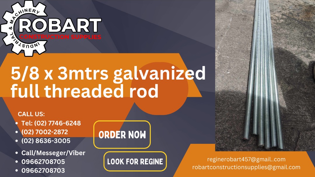 5/8 x 3mtrs galvanized full threaded rod, Commercial & Industrial ...