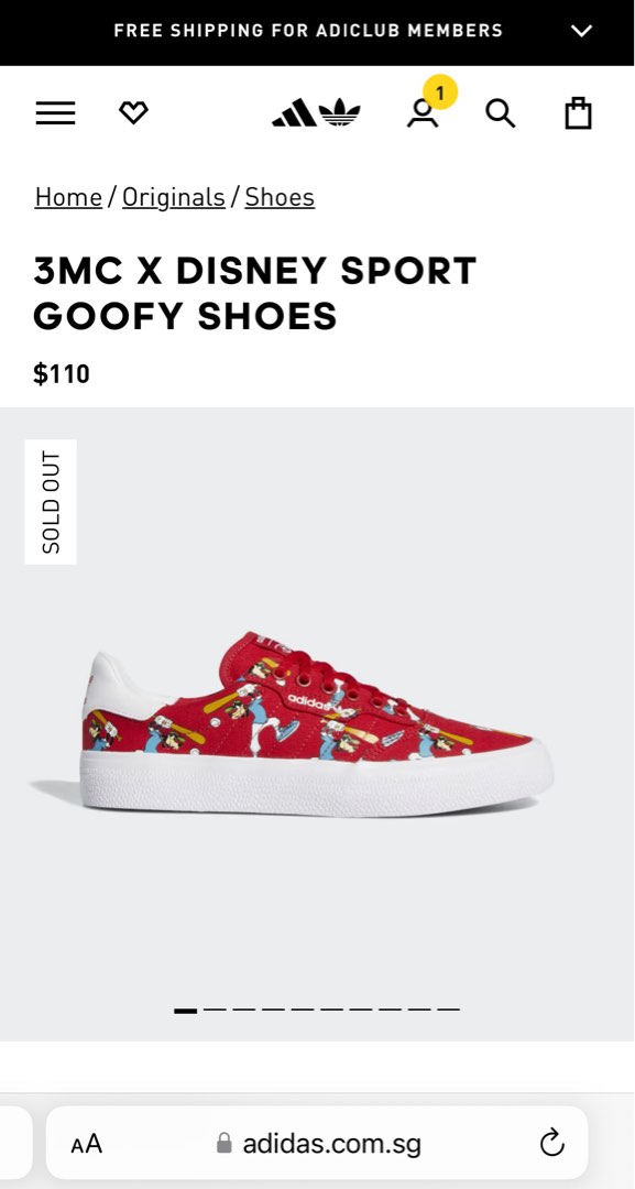 Adidas 3MC x Disney Sport Goofy Shoes, Men's Fashion, Footwear ...