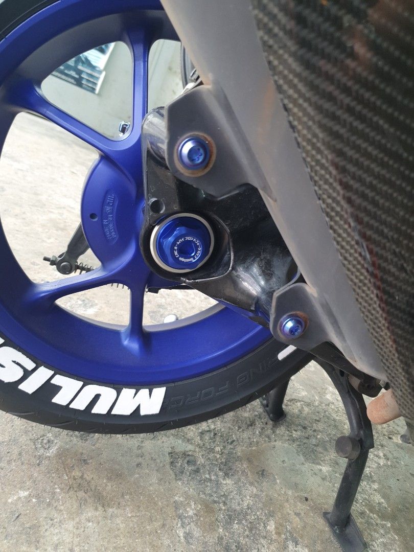 Aerox V1 blue rim (front & rear), Motorcycles, Motorcycle Accessories ...
