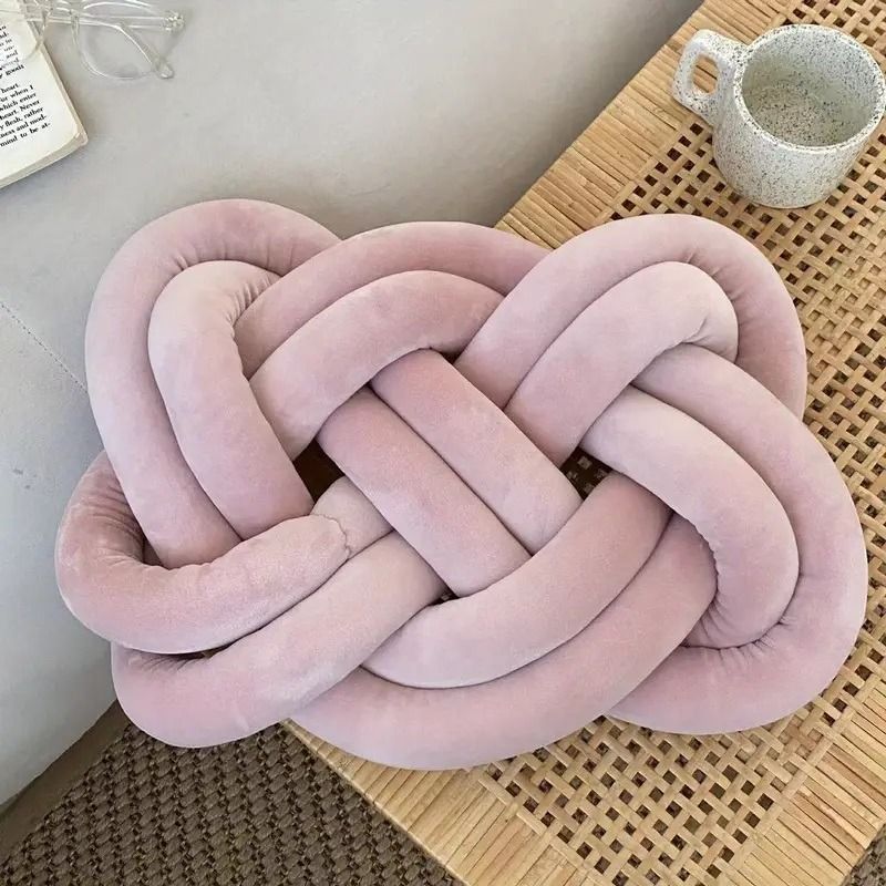 Anko Knot Pillow Plush Twisted Cushion Pink, Furniture & Home Living ...