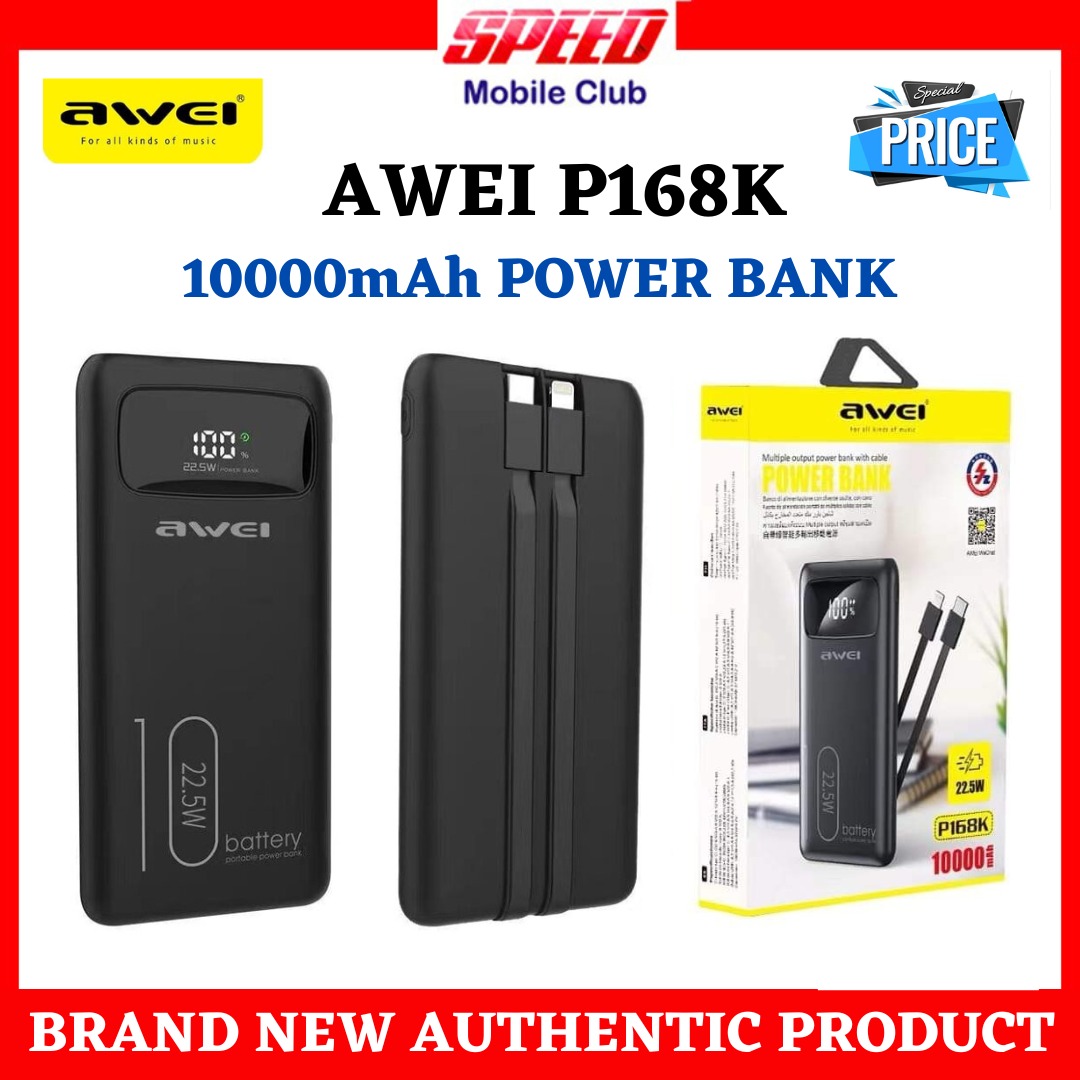 Awei P168K 10000mAh Multi-Functional Power Bank Type-C/Micro USB Dual ...