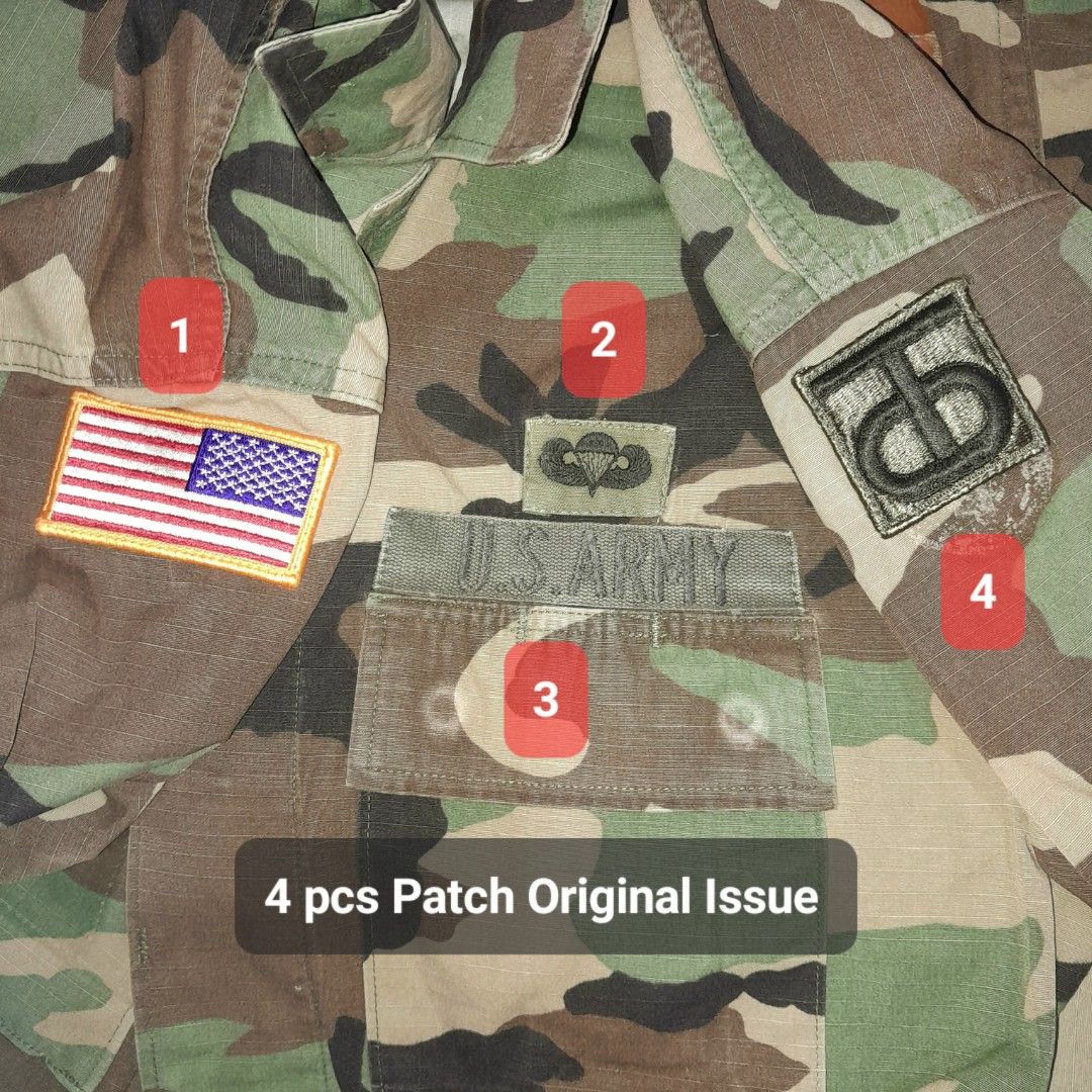BDU Woodland Issue Us Army w Patch Original Kemeja Military Second ...