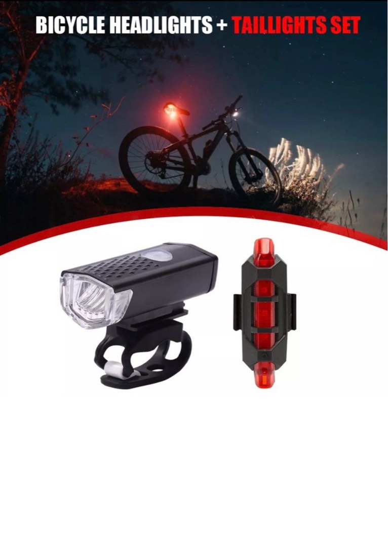 Bike Bicycle Light USB LED Rechargeable Set Mountain Cycle Front Back ...