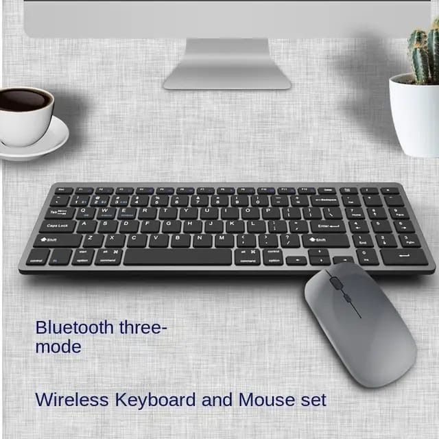Bluetooth Wireless Keyboard Rechargeable Slim Light Weight With 3 Modes Wireless Mouse