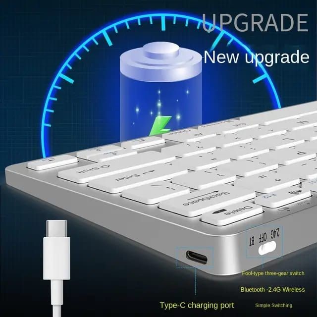 Bluetooth Wireless Keyboard Rechargeable Slim Light Weight With 3 Modes Wireless Mouse