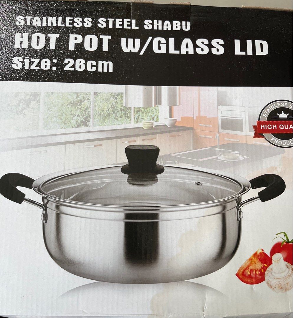 Brand new hot pot with glass lid, Furniture & Home Living, Kitchenware ...