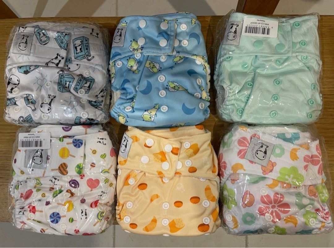 Brand new Moomookow moo moo kow cloth diapers velcro aplix snap button ...