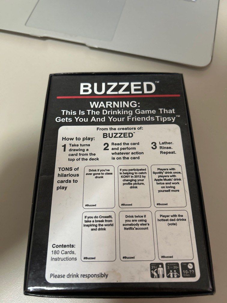 Buzzed drinking party game cards, Hobbies & Toys, Toys & Games on Carousell