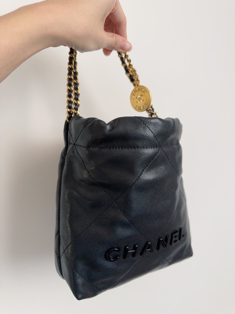 Chanel 23K Mini 22 Bag in Black Caviar, Luxury, Bags & Wallets on Carousell