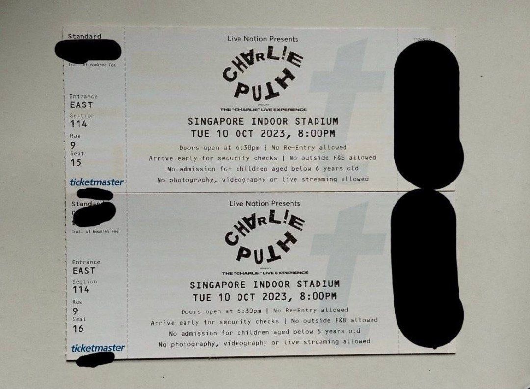 Charlie Puth Cat 1 tickets Row 13, Tickets & Vouchers, Event Tickets on ...