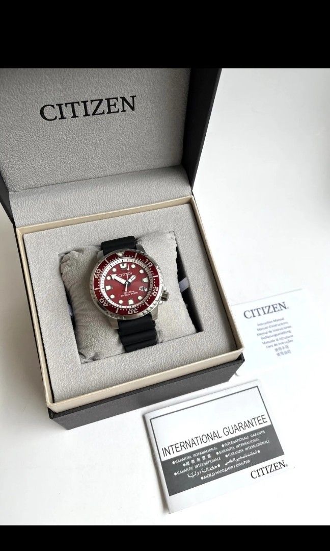 Citizen Promaster Diver Watch * BN0159-15X Eco-Drive Red Dial Black ...