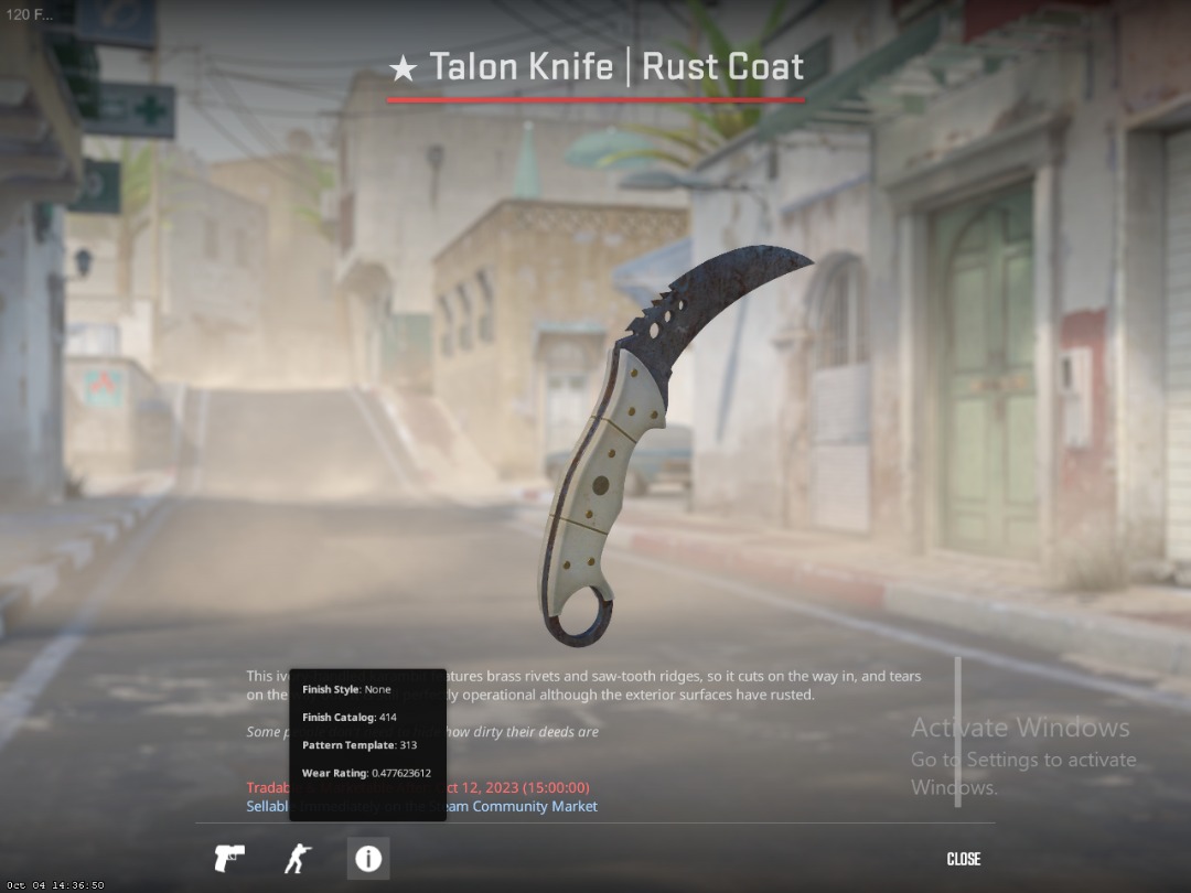 CSGO Talon Knife Rust Coat BS, Video Gaming, Gaming Accessories, In ...