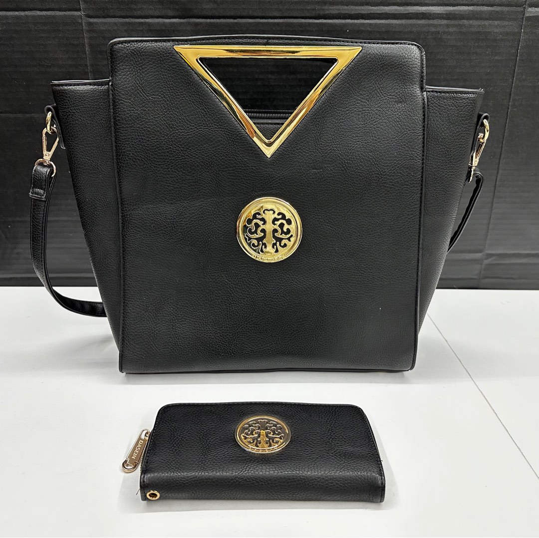 Dasein Medium Classic Satchel Handbag with Matching Wallet, Black ...