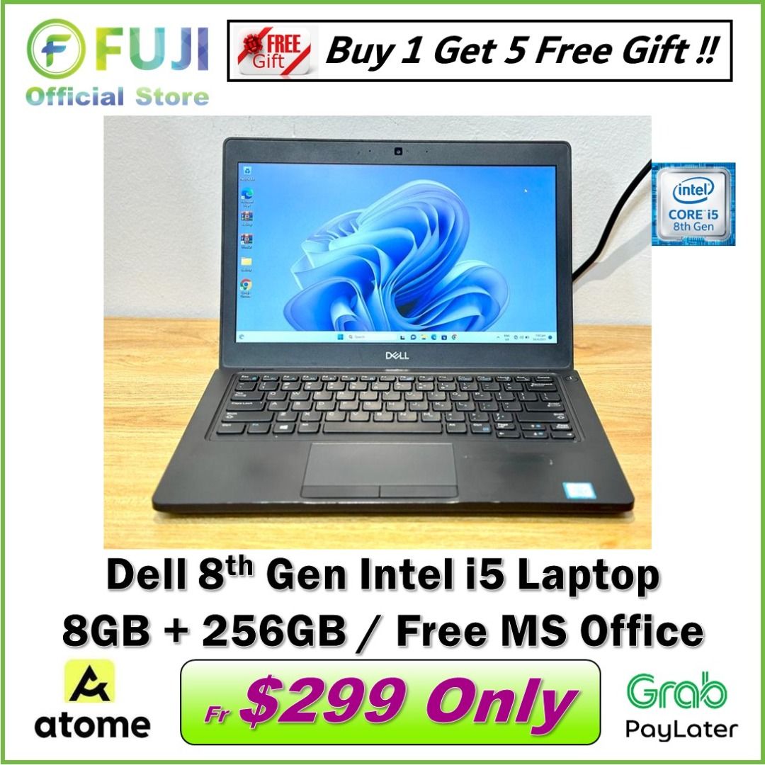 Dell 8th Gen Intel i5 Laptop - Windows 11 + Free MS office - Fast Speed - 8GB RAM - 256GB SSD ...