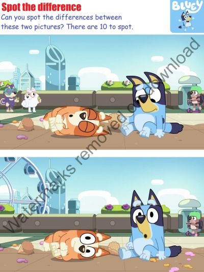 Downloadable printable for young learners: Bluey Spot-the-difference ...