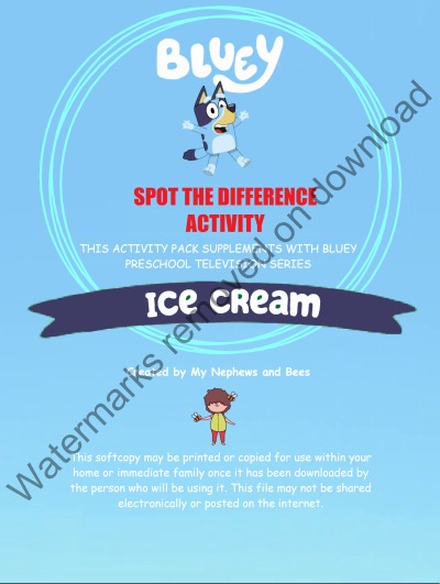 Downloadable printable for young learners: Spot-the-difference Bluey on ...