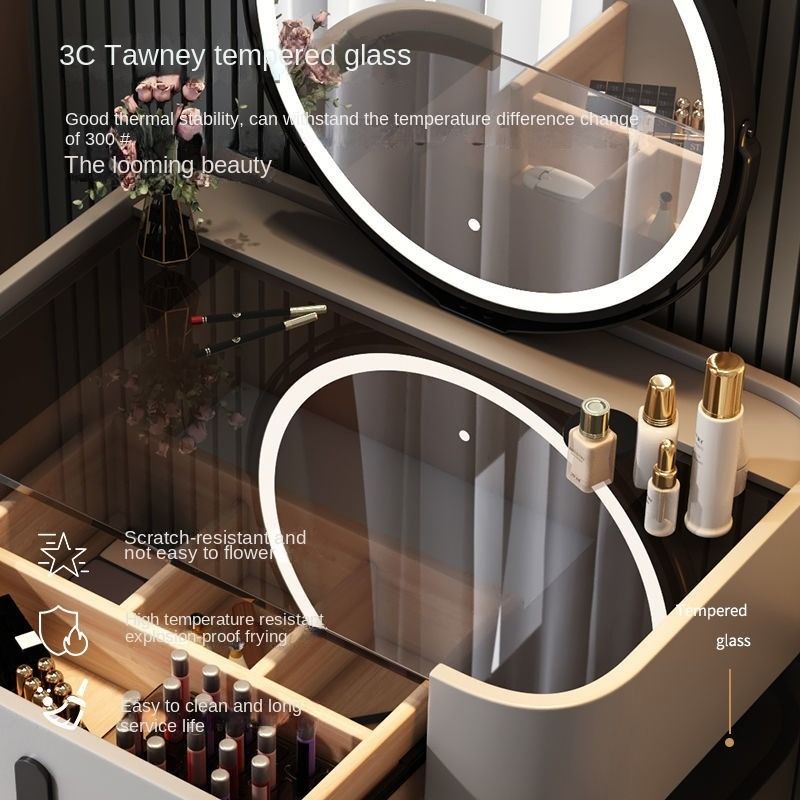 Dressing Table Ins Style with Small Vanity Mirror Vanity Table Dresser ...