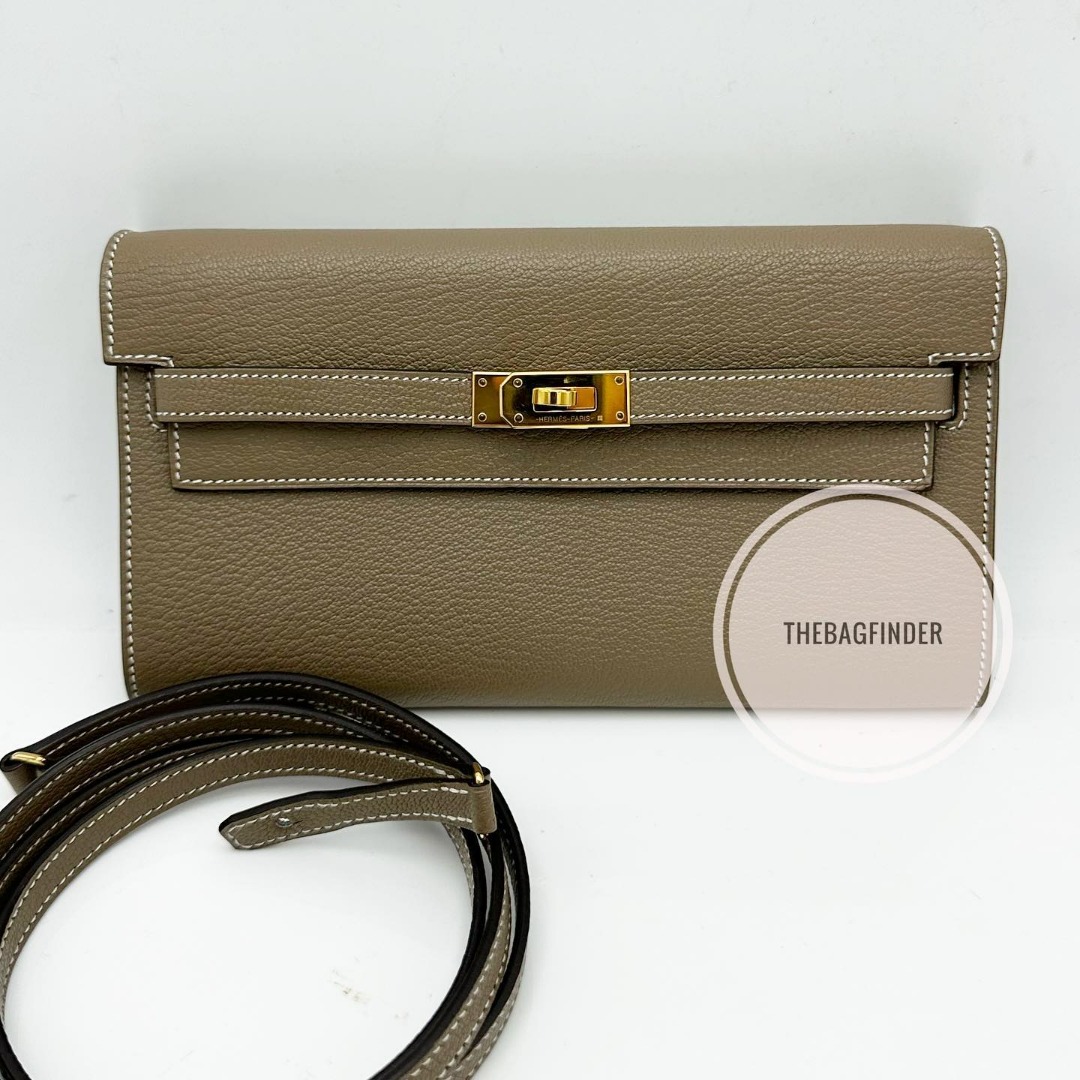 Etoupe Kelly Wallet to Go GHW, Luxury, Bags & Wallets on Carousell