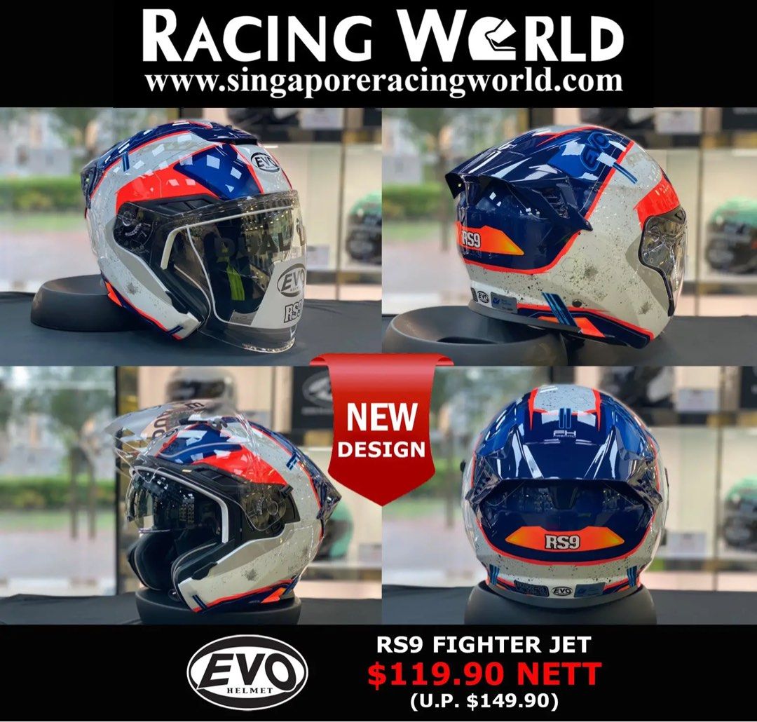 Evo Rs9 Fighter Jet Dual Lens Helmet, Motorcycles, Motorcycle ...
