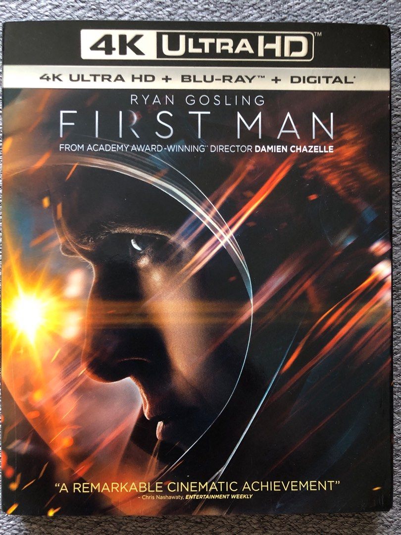 FIRST MAN 4K UHD BLU RAY WITH SLIPCASE, Hobbies & Toys, Music & Media ...