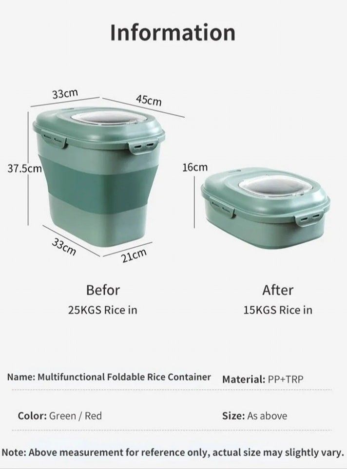 Foldable Rice Container Storage Cereal Dispenser Kitchen Containers ...