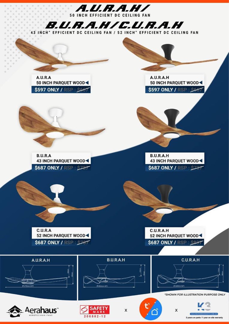 [FREE INSTALL] Alaska Burah/Curah Ceiling Fan, Furniture & Home Living ...