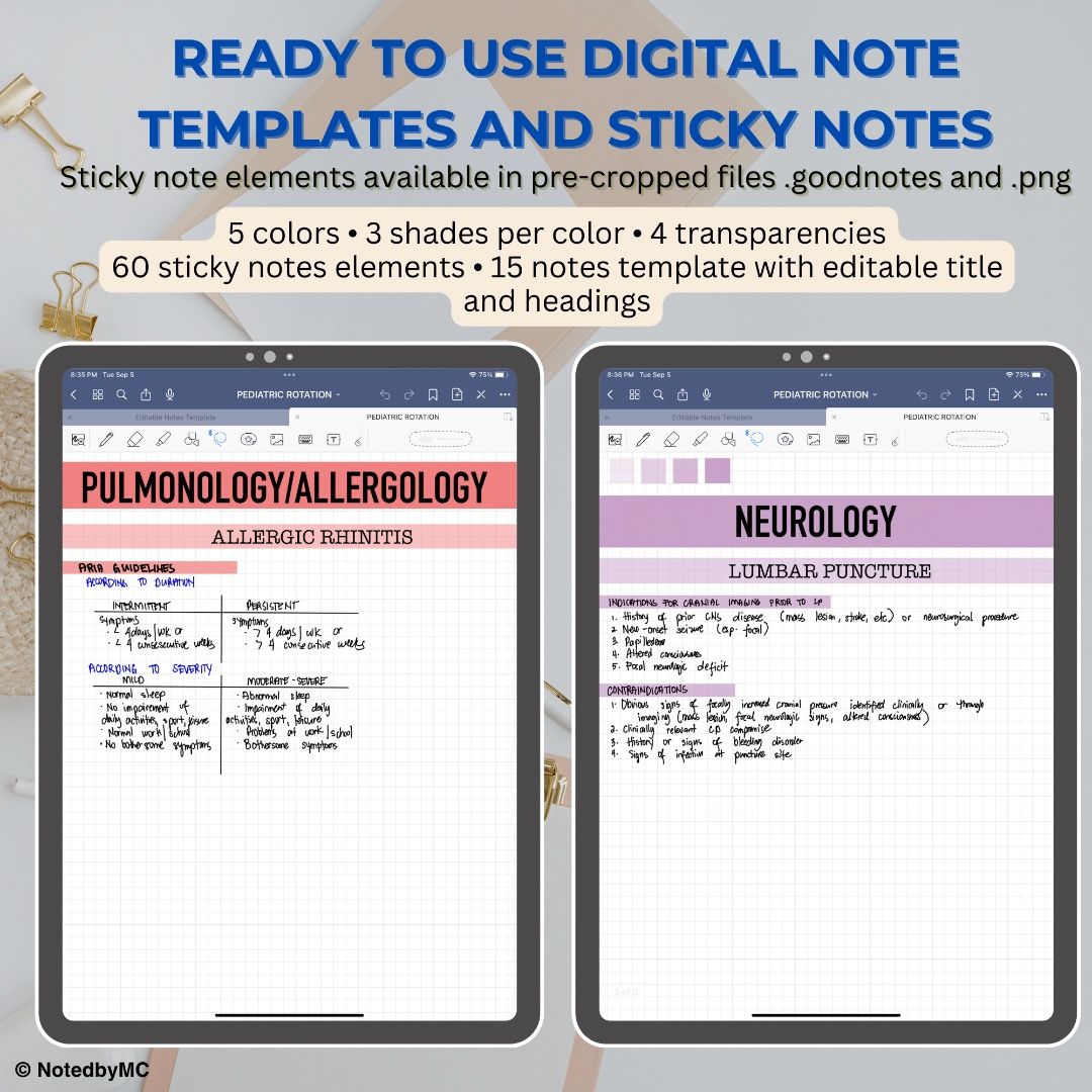GoodNotes Digital Sticky Notes Set for iPad- 5 Sets with 4 ...
