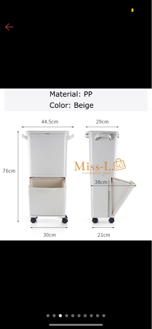 HEMNES-2 tier Movable Trash Bin High capacity 38L dustbin, TV & Home ...