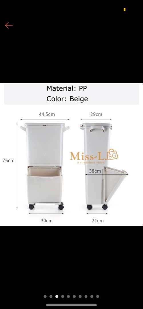 HEMNES-2 tier Movable Trash Bin High capacity 38L dustbin, TV & Home ...