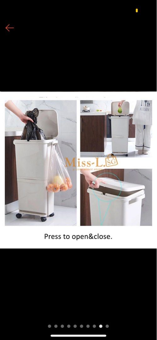 HEMNES-2 tier Movable Trash Bin High capacity 38L dustbin, TV & Home ...