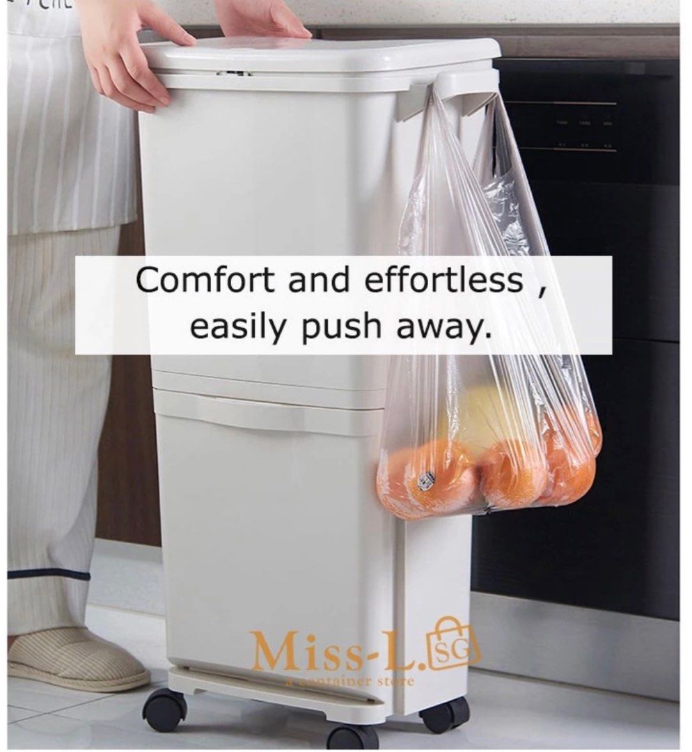 HEMNES-2 tier Movable Trash Bin High capacity 38L dustbin, TV & Home ...