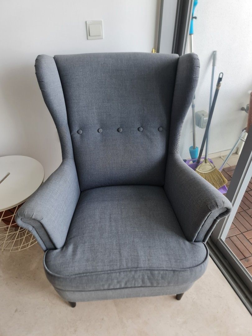IKEA STRANDMON wing chair, Furniture & Home Living, Furniture, Chairs ...