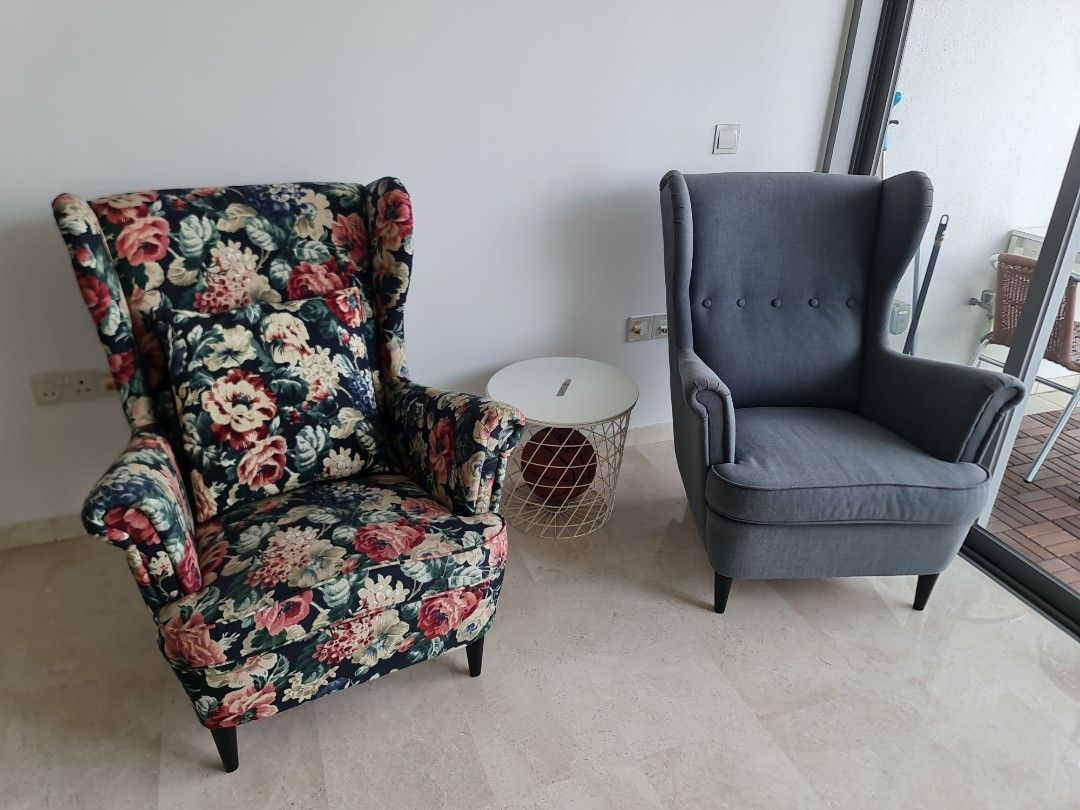 IKEA STRANDMON wing chair, Furniture & Home Living, Furniture, Chairs ...