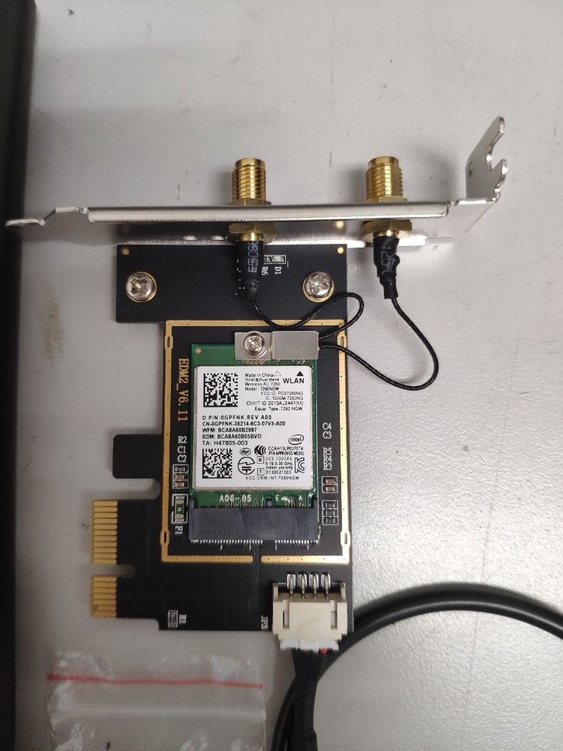 全新Intel AC7260 Wifi5+藍牙 M.2 pcie Card全套，雙頻2.4/5GHz全高/半高 檯式機 台式電腦 ...