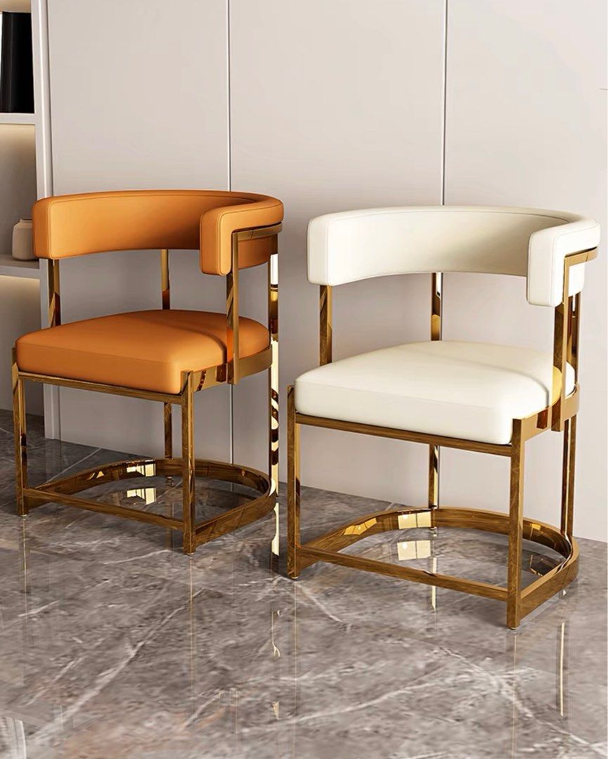 ISMAIL Modern Leather Dining Chair, Furniture & Home Living, Furniture ...