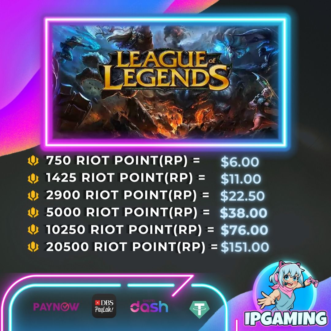 League of Legends PC / Riot ID Top Up / RP Recharge / Riot Points ...