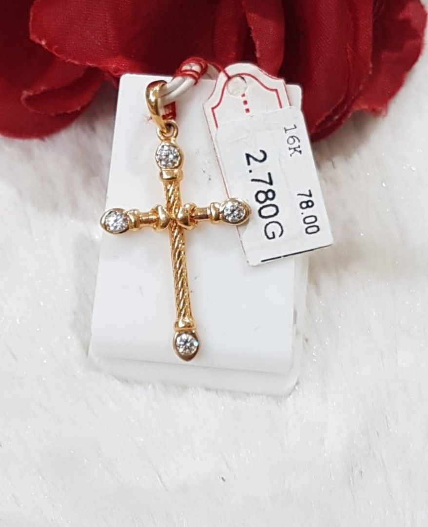 Liontin emas 70 salib pita, Barang Mewah, Aksesoris di Carousell