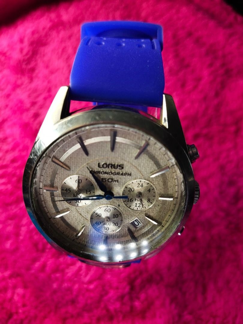 Lorus by Seiko Date Compass Blue Rubber Strap Men's Gents Watch VD53 ...