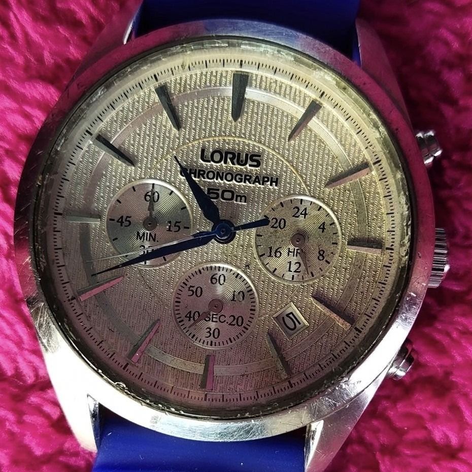 Lorus by Seiko Date Compass Blue Rubber Strap Men's Gents Watch VD53 ...