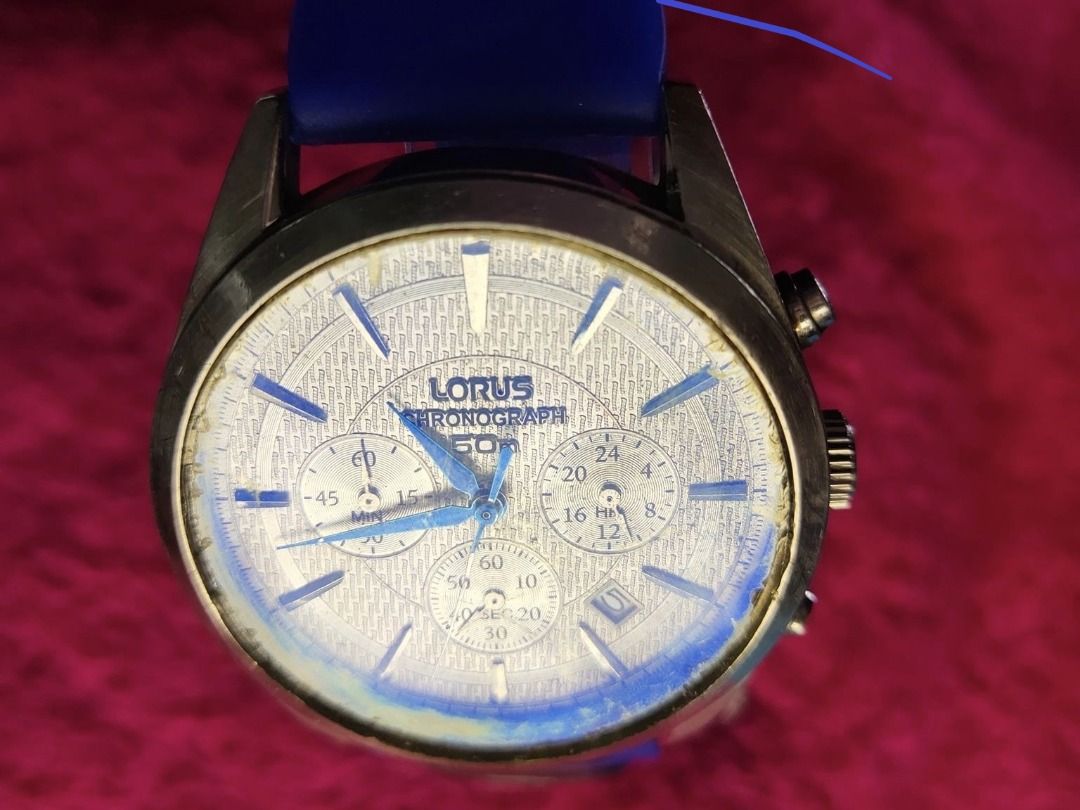 Lorus by Seiko Date Compass Blue Rubber Strap Men's Gents Watch VD53 ...
