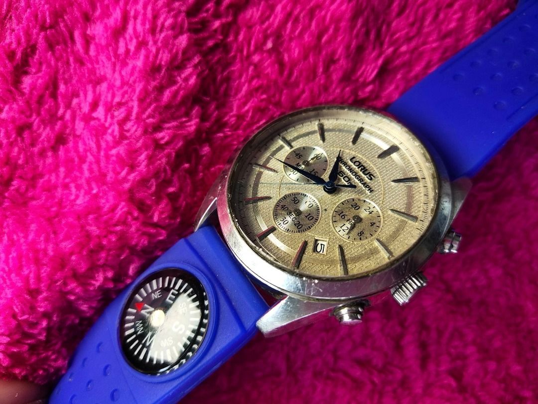 Lorus by Seiko Date Compass Blue Rubber Strap Men's Gents Watch VD53 ...