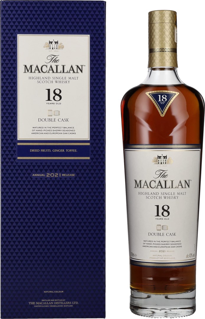 Macallan 18 double cask 2021 single malt whisky, Food & Drinks, Alcoholic Beverages on Carousell