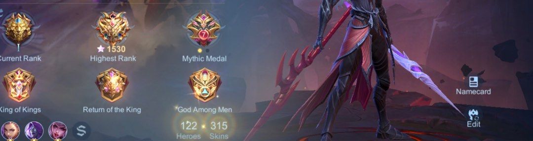 Mlbb top tier account. Max emblem, all heros, 315 skins, Video Gaming ...