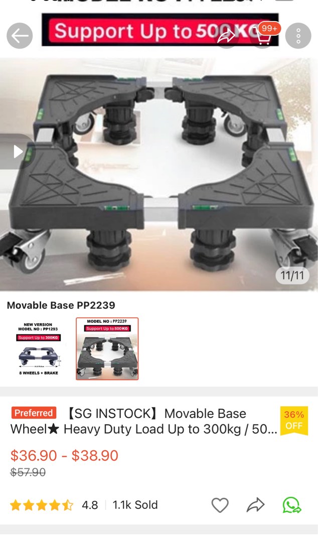 Movable base wheel for fridge/washing machine, Furniture & Home Living ...